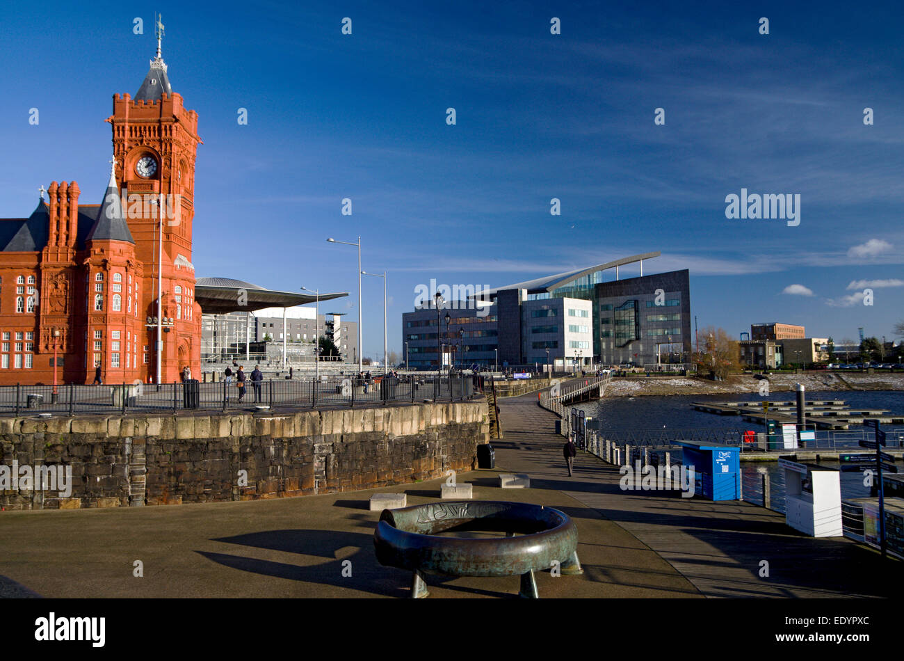 Pierhead Building and Sculpture, Cardiff Bay, Cardiff, Wales, UK Stock ...