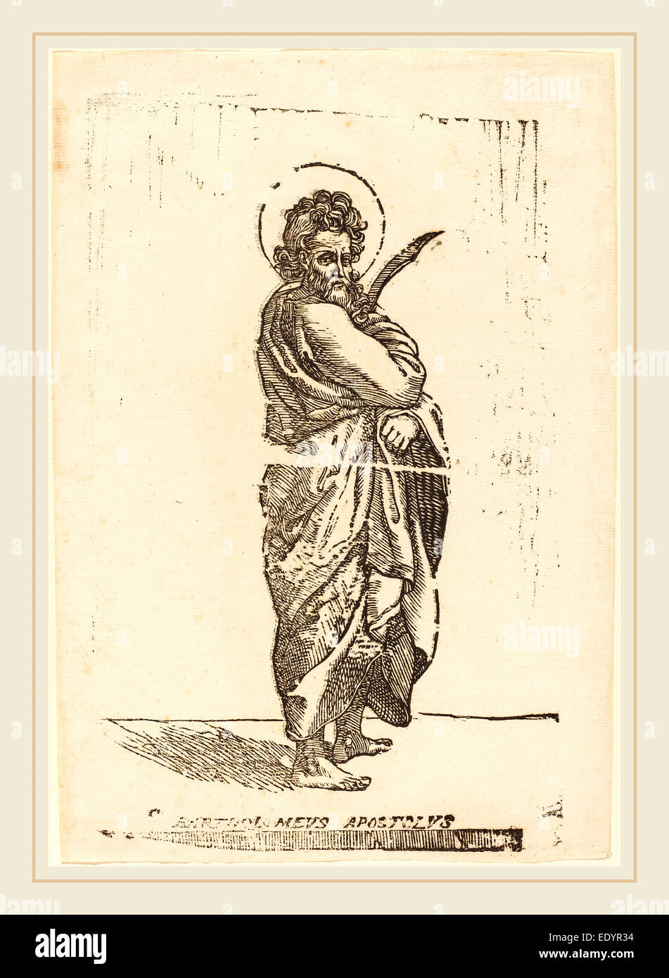 Jacques Stella, French (1596-1657), Saint Bartholomew, woodcut Stock ...