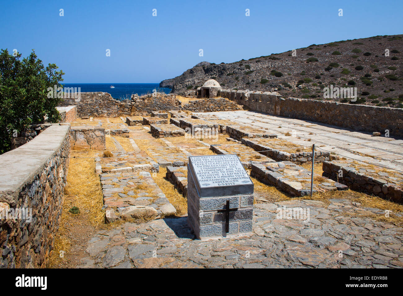 The graveyard on the Cretan island of Spinalonga, a defensive island ...
