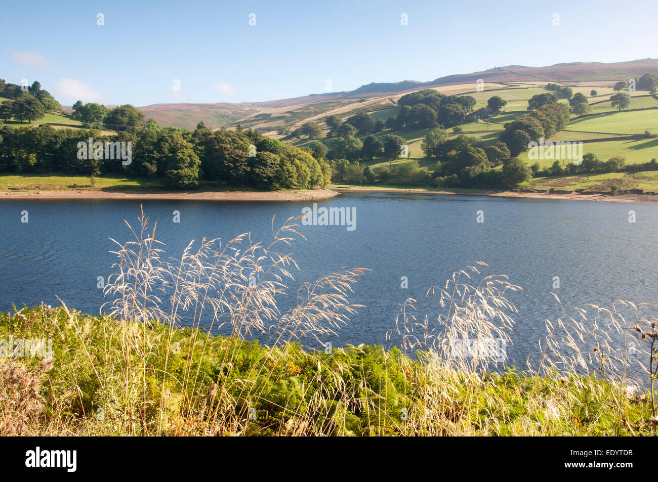 Summer in the Peak District at Ladybower reservoir in the Derwent ...