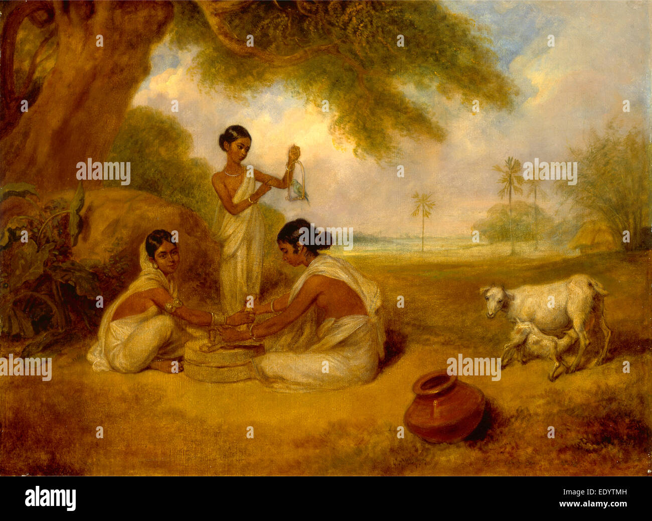 Grinding Corn, Arthur William Devis, 1762-1822, British Stock Photo - Alamy