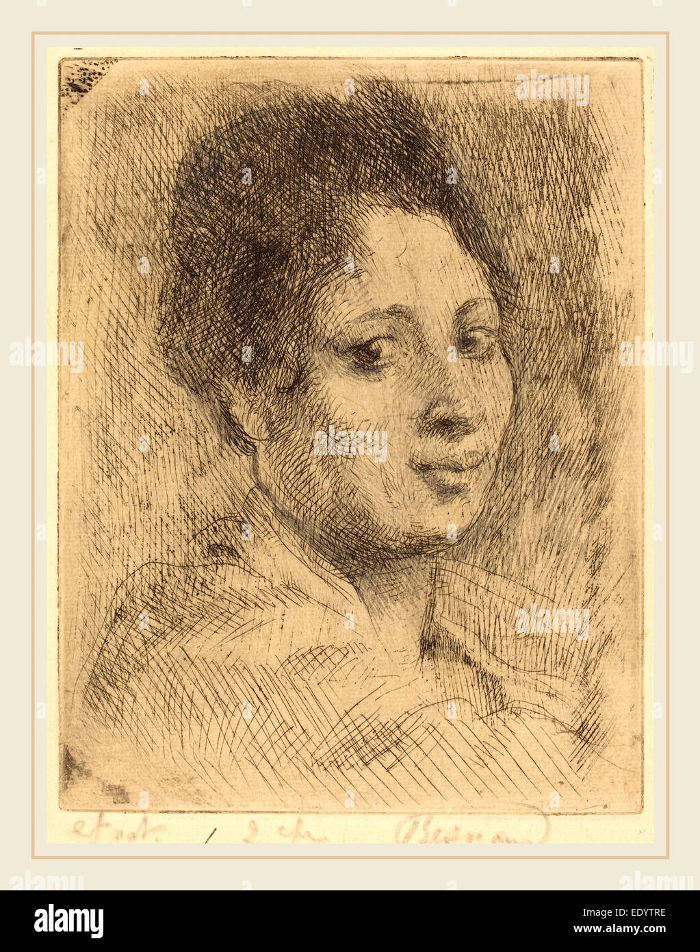 Albert Besnard, Peppina, French, 1849-1934, 1919, etching in black ...