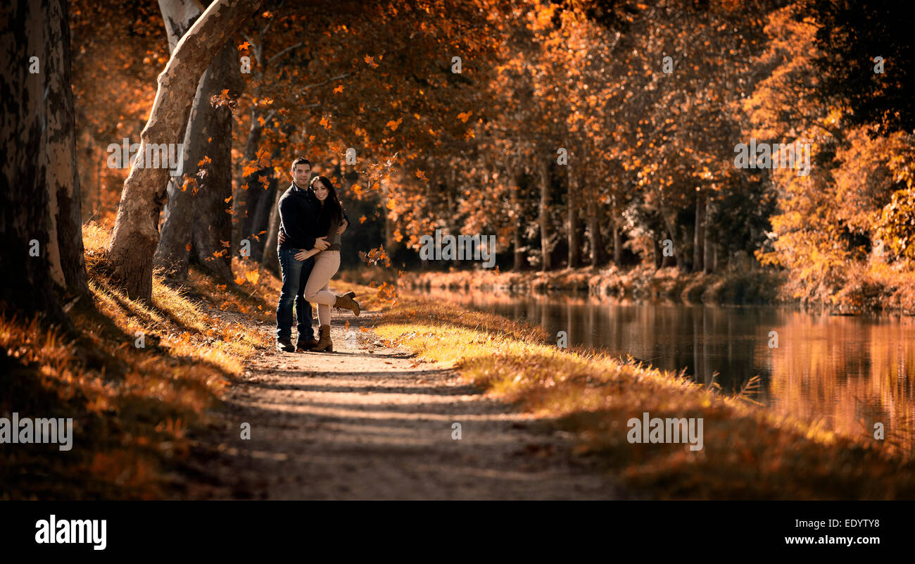 love couple autumn fall foliage. credit: LEE RAMSDEN / ALAMY Stock ...