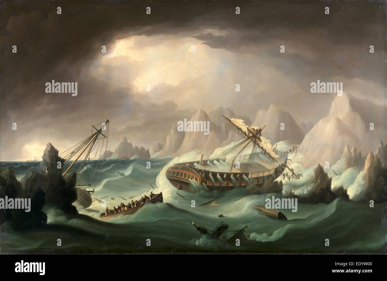 Ships in a storm on a rocky coast hi-res stock photography and images ...