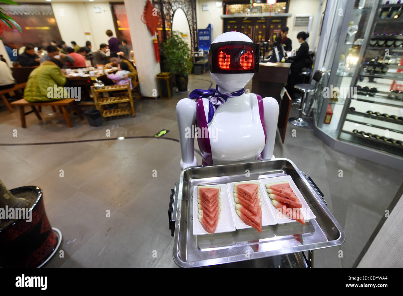 Zhengzhou, China's Henan Province. 11th Jan, 2015. A robot waiter ...