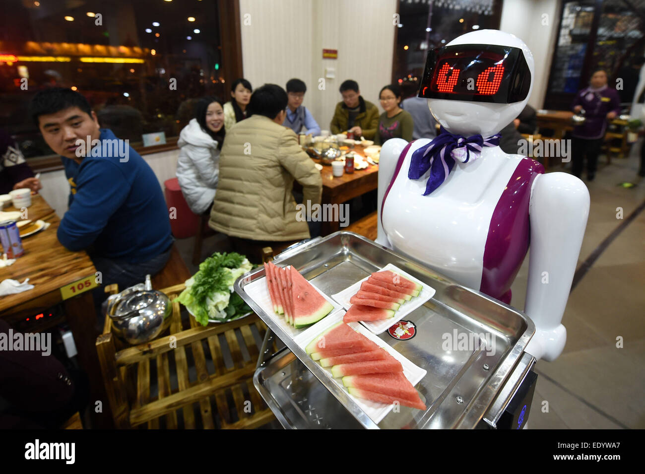 Zhengzhou, China's Henan Province. 11th Jan, 2015. A robot waiter ...