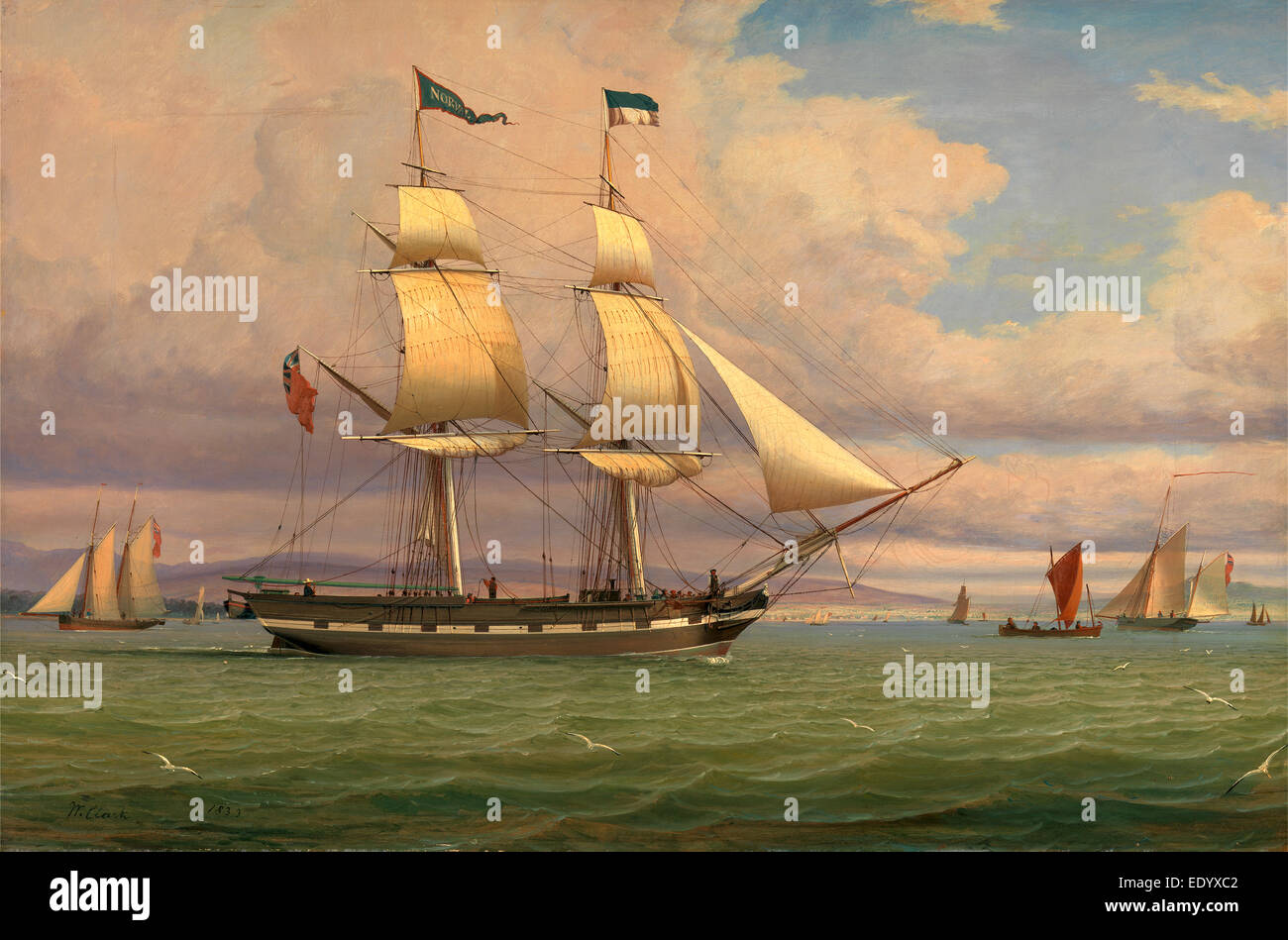 The English Brig 'Norval' before the Wind Signed and dated, lower left ...