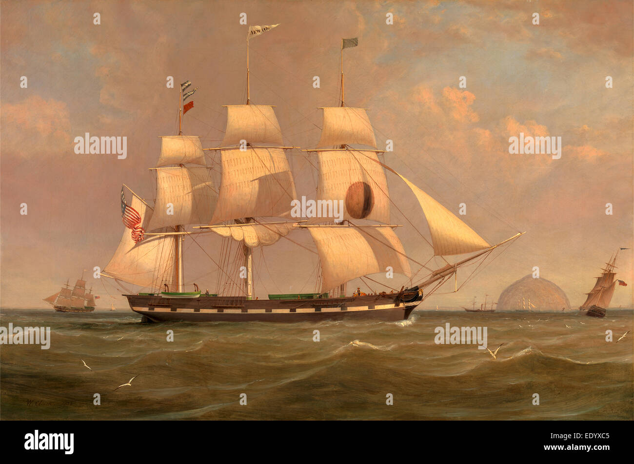 The Black Ball Line Packet Ship 'New York' off Ailsa Craig Signed and ...