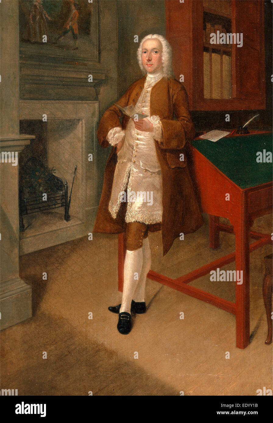 An Unknown Man in a Library, Arthur Devis, 1712-1787, British Stock ...