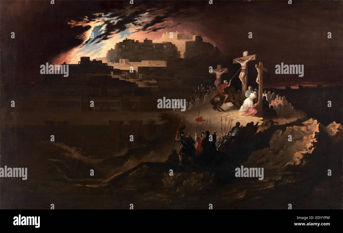 Calvary Inscribed in lower right with possibly the Hebrew letters Reish ...