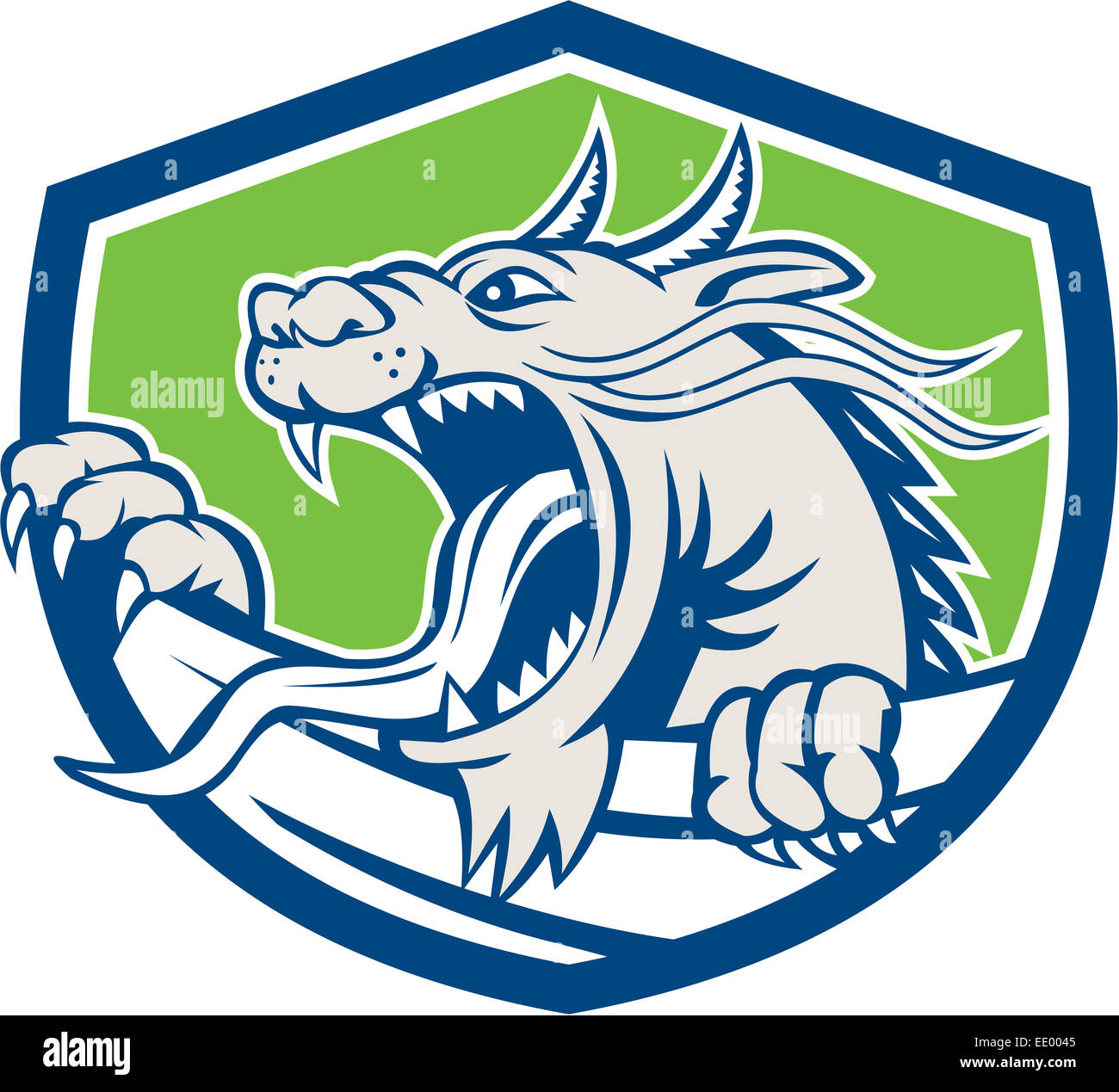 Illustration of a chinese dragon head growling viewed from the side set ...