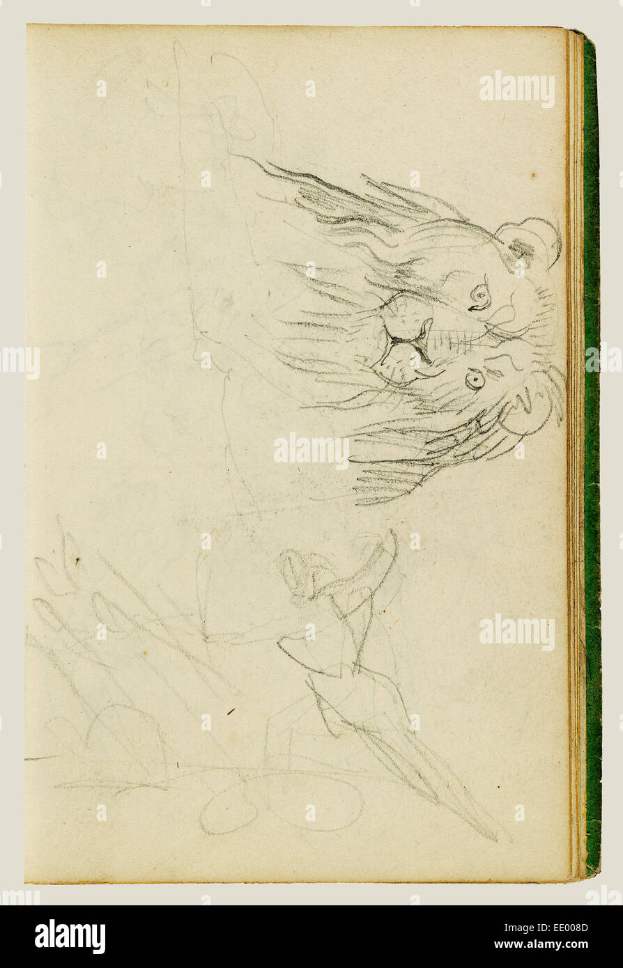 Head on view of seated lion; Théodore Géricault, French, 1791 - 1824 ...