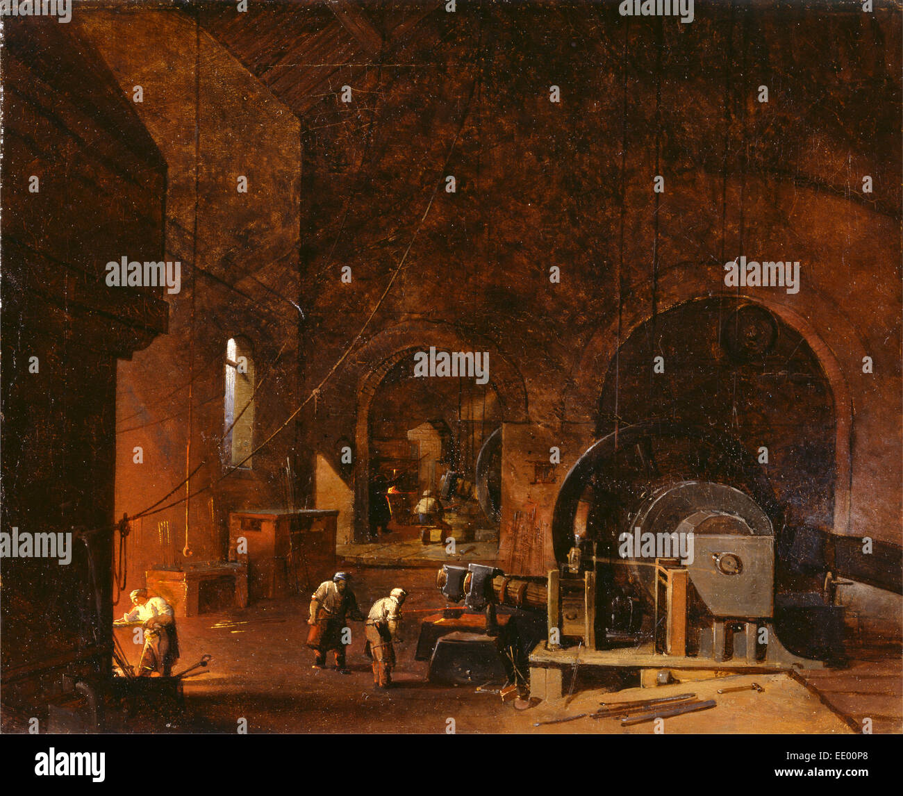 Interior of an ironworks, Godfrey Sykes, 1825-1866, British Stock Photo ...