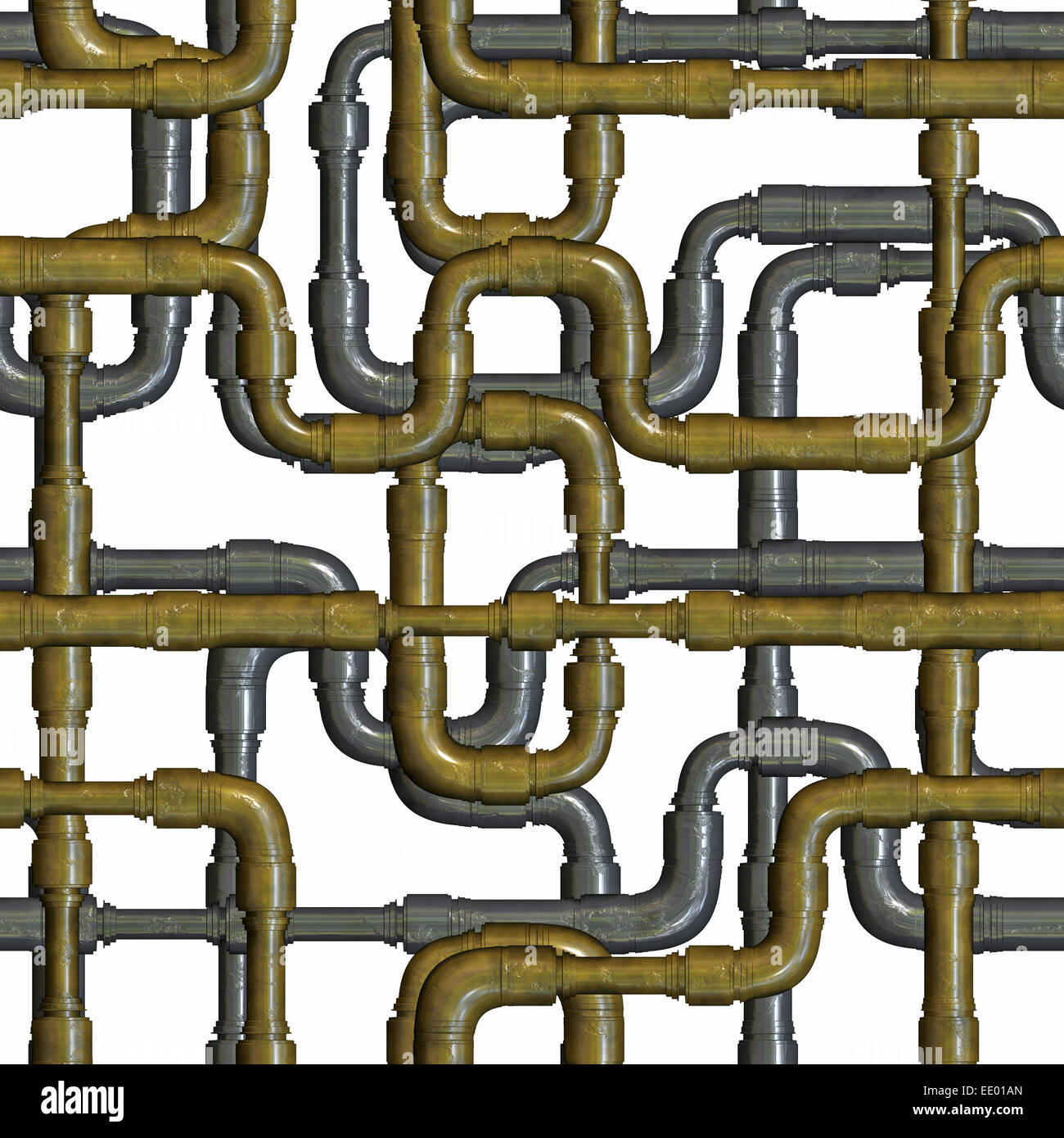 Metallic pipes in a maze isolated on white Stock Photo - Alamy