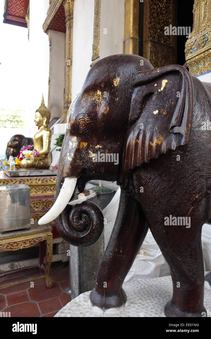 Elephant statue at Wat Suthat Thep Wararam, Buddhist temple in Phra ...