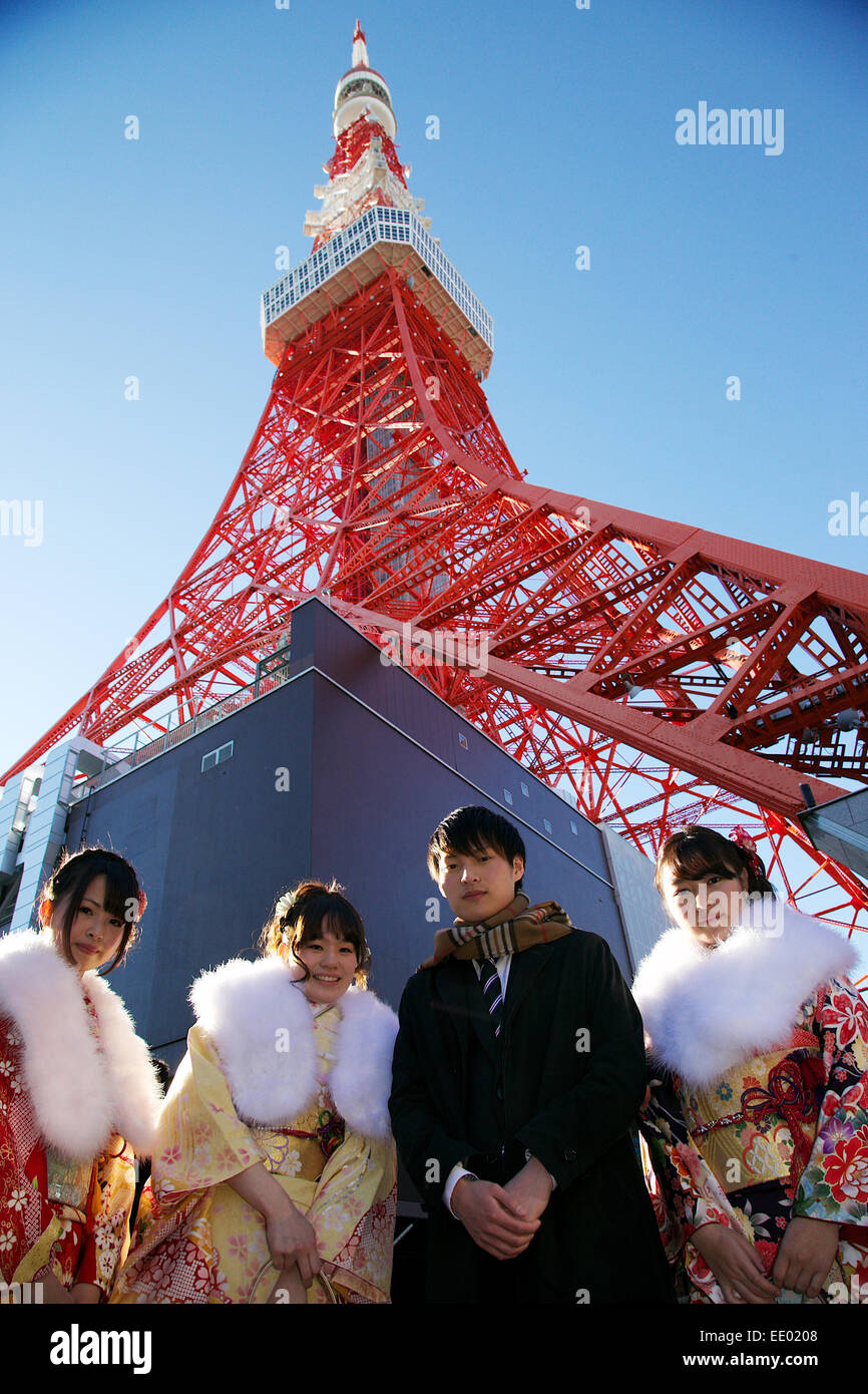 Tokyo, Japan. 12th January, 2015. Japanese young people dressed in ...
