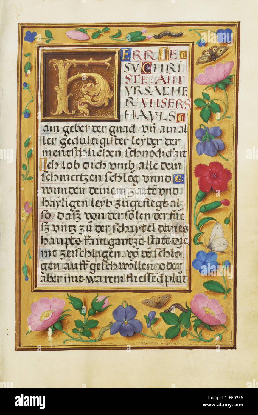 Decorated Text Page; Unknown; Bruges, Belgium, Europe; about 1525 ...