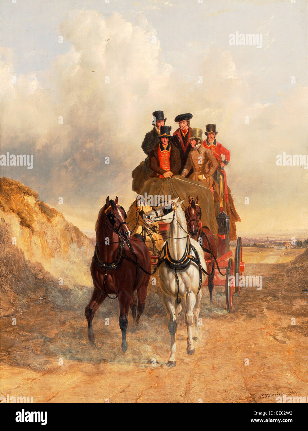 The Royal Mail Coach on the Road Signed and dated in brown paint, lower ...