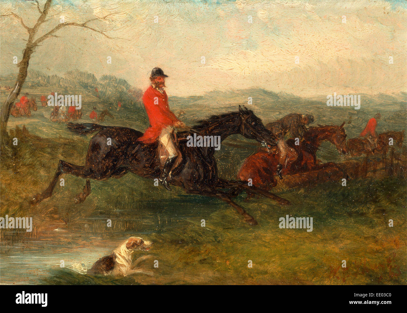 Foxhunting: Clearing a Brook Signed and dated in red paint, lower right ...