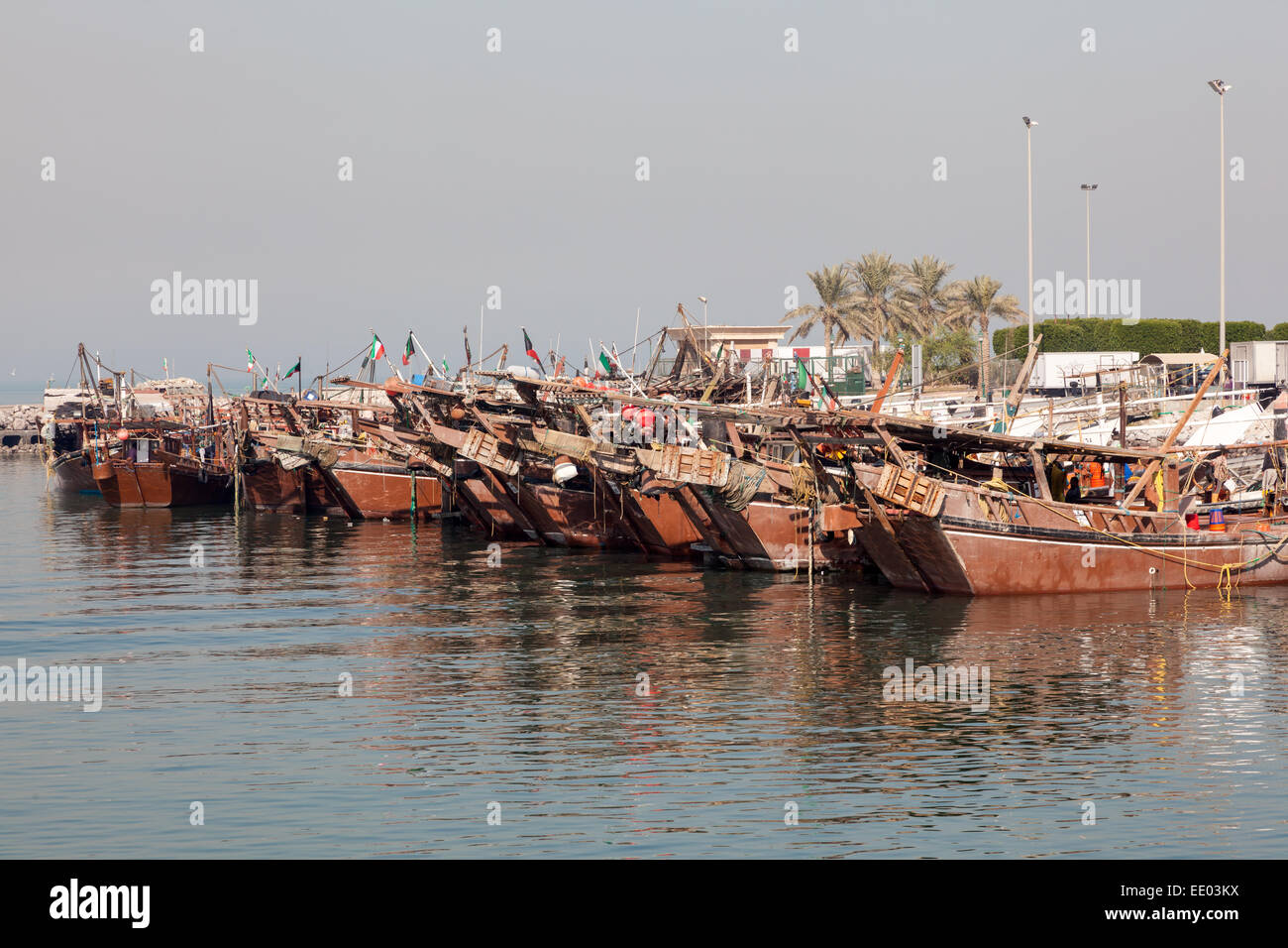 Traditional wooden dhows in the fishing port of Kuwait Stock Photo - Alamy