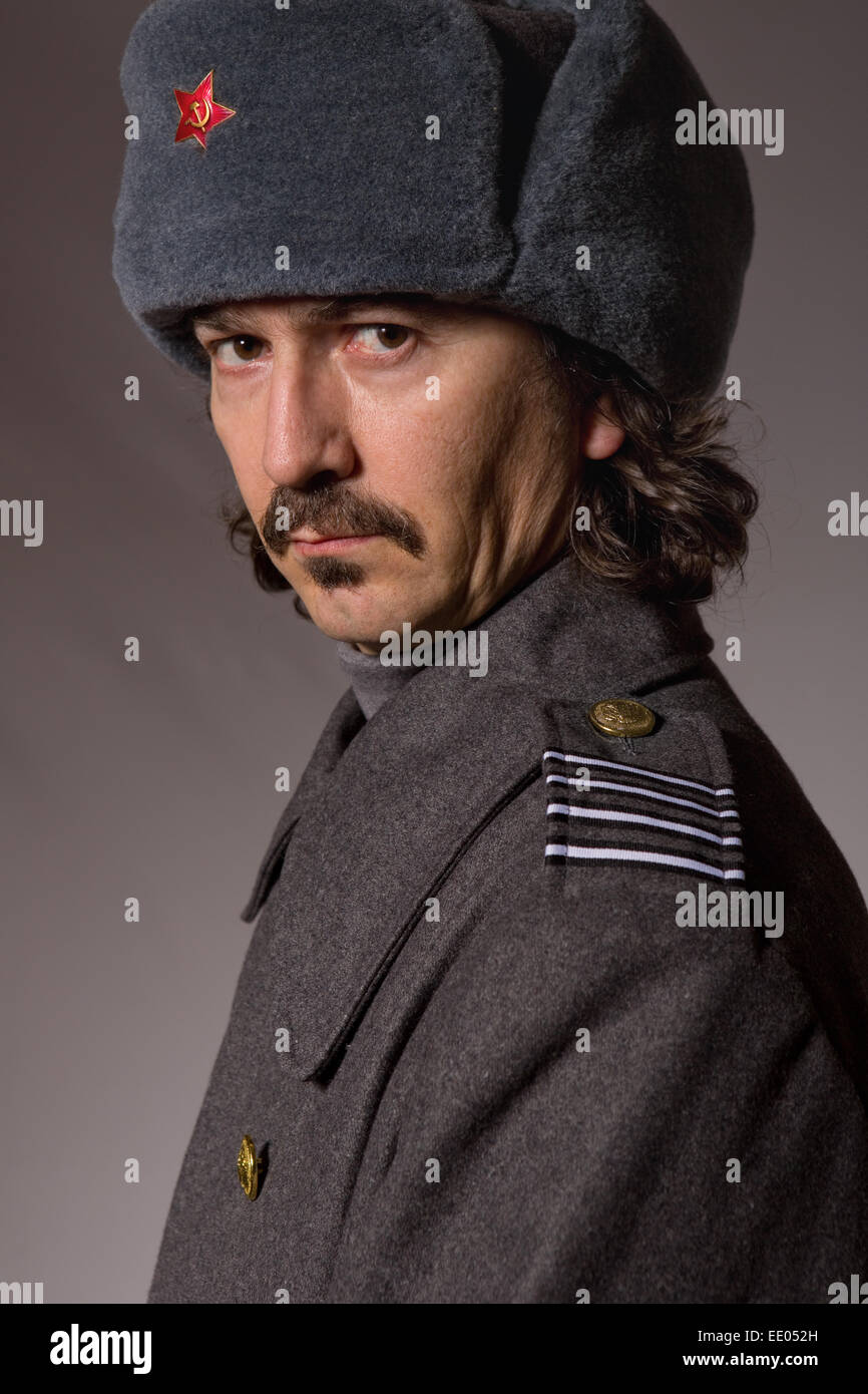 young man dressed as russian military, studio picture Stock Photo - Alamy