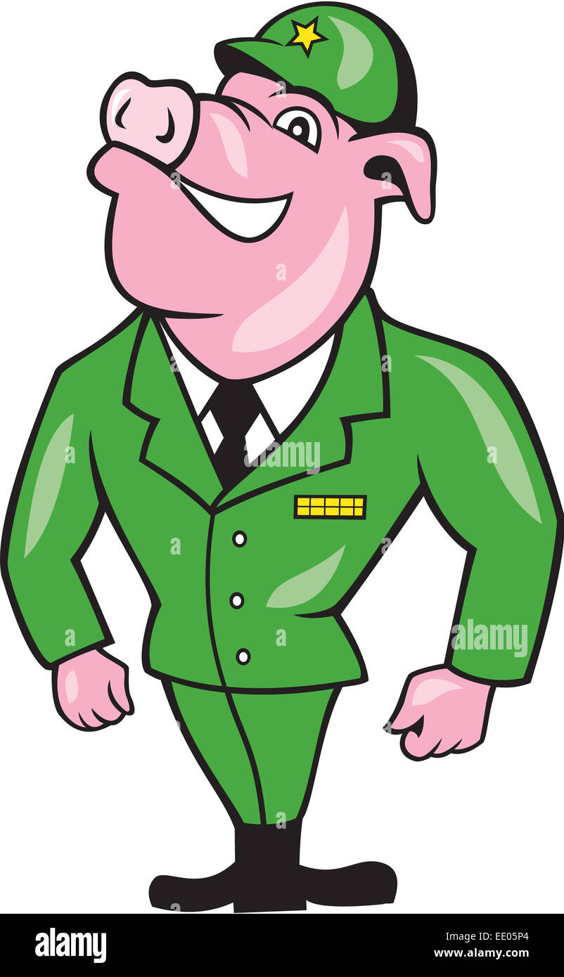Illustration of a World War two pig soldier serviceman standing at ...