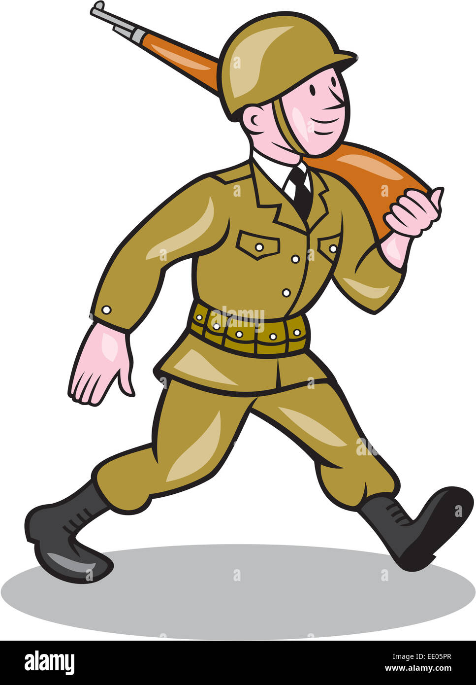 Illustration of a World War two American soldier serviceman marching ...