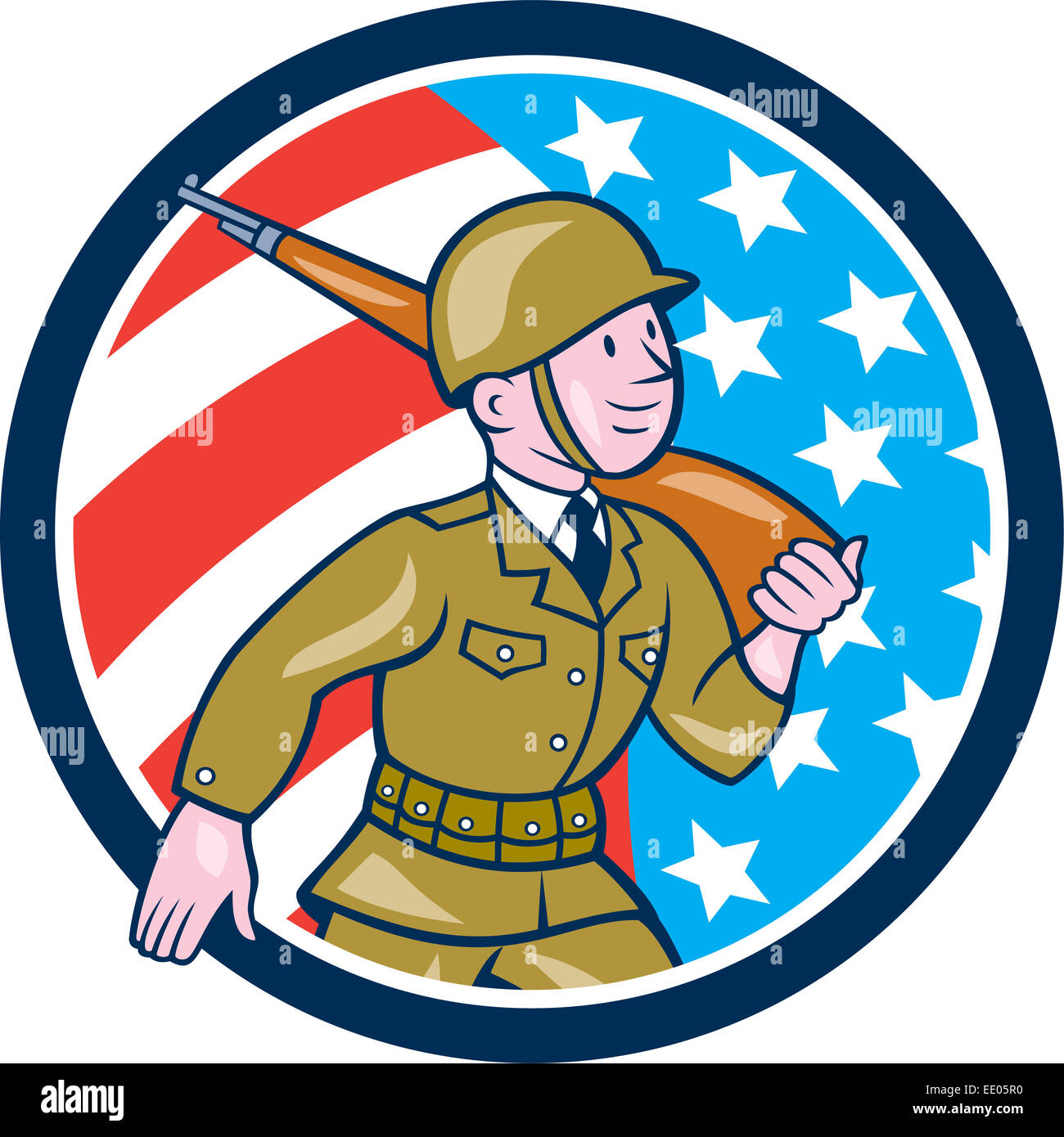Illustration of a World War two American soldier serviceman marching ...