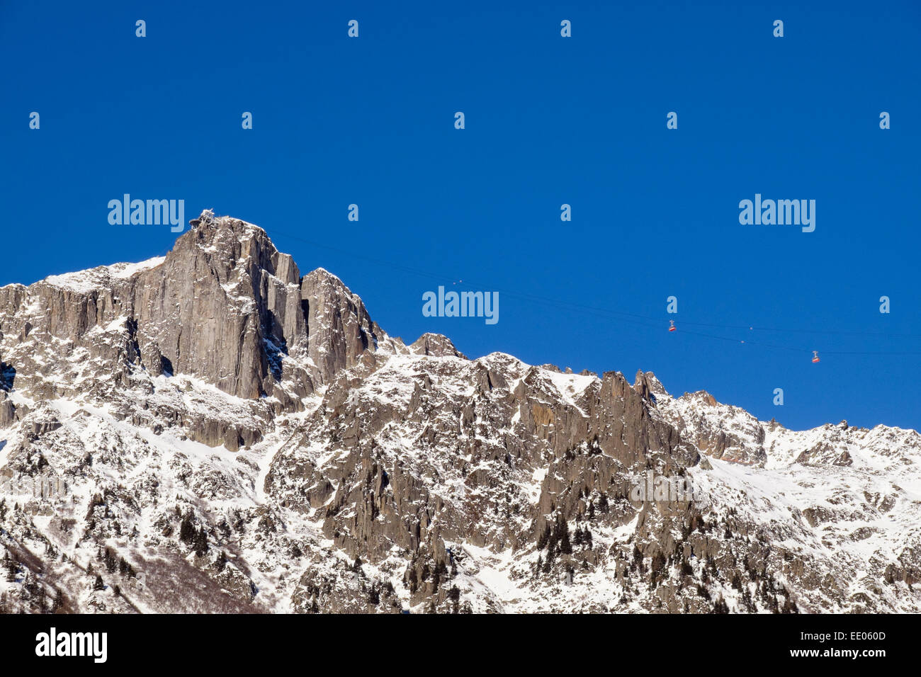 Le Brévent mountain summit with gondola cable car in French Alps in ...
