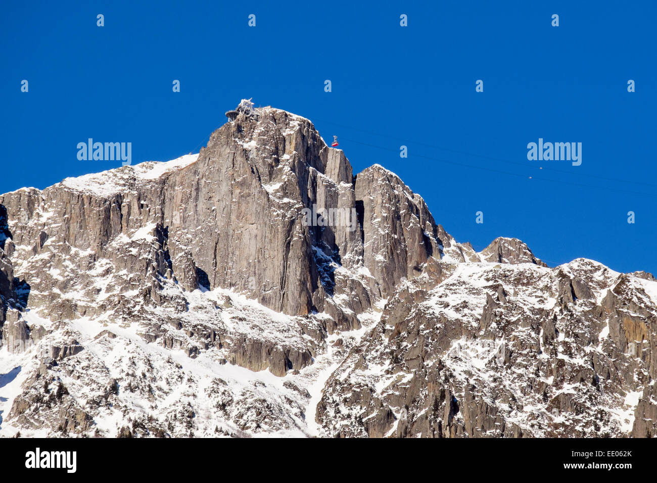 Le Brévent mountain summit with gondola cable car in French Alps in ...