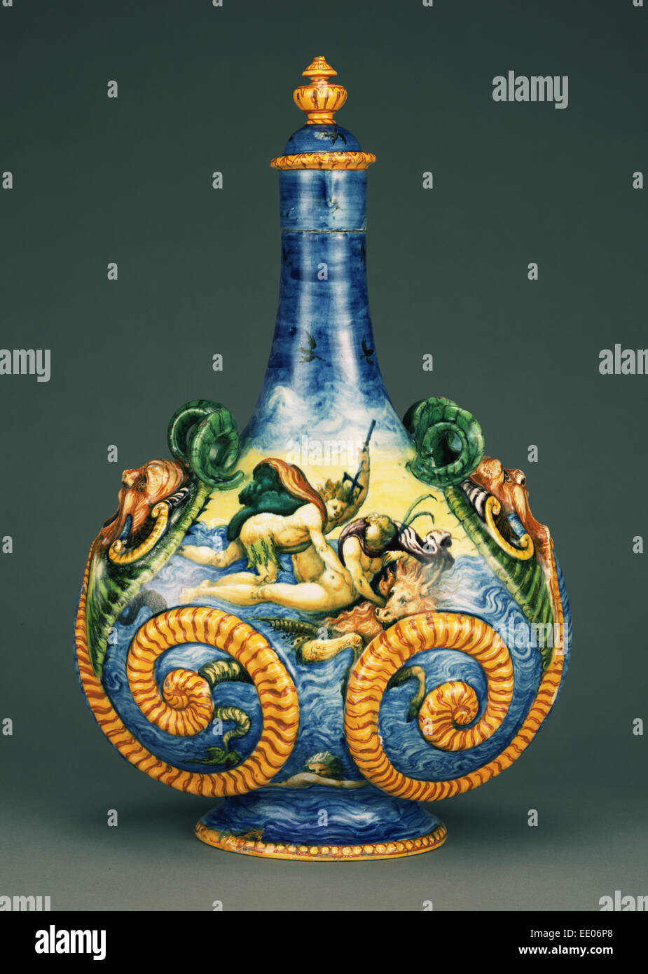 Pilgrim Flask with Marine Scenes (Fiasca da Pellegrino); Workshop of ...