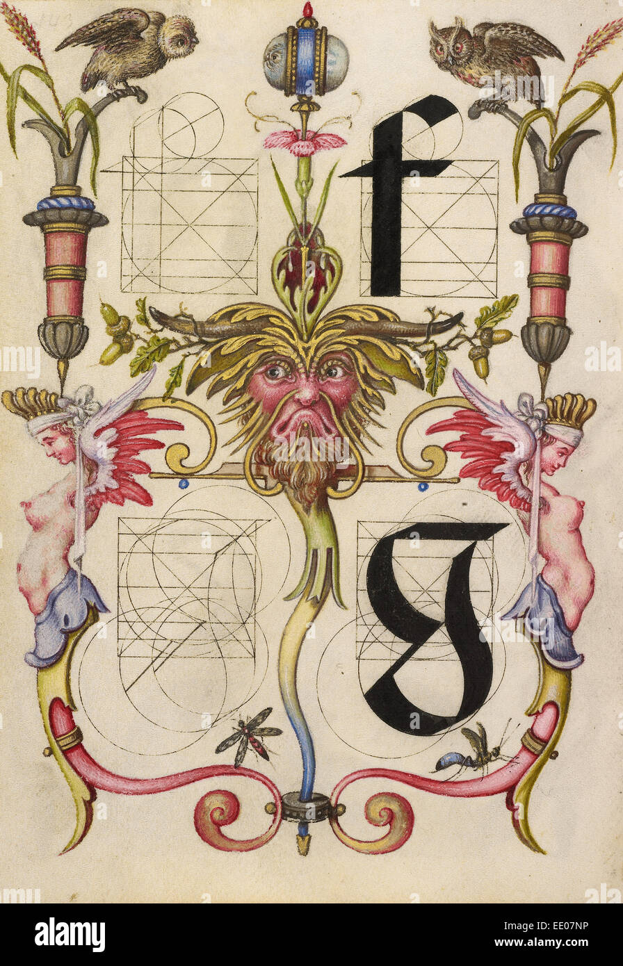 Guide for Constructing the Letters f and g; Joris Hoefnagel, Flemish ...