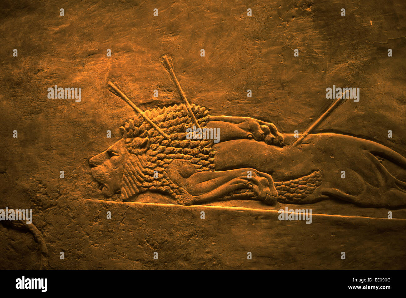 British Museum, London England UK. Assyrian Lion Hunt. January 2015 ...