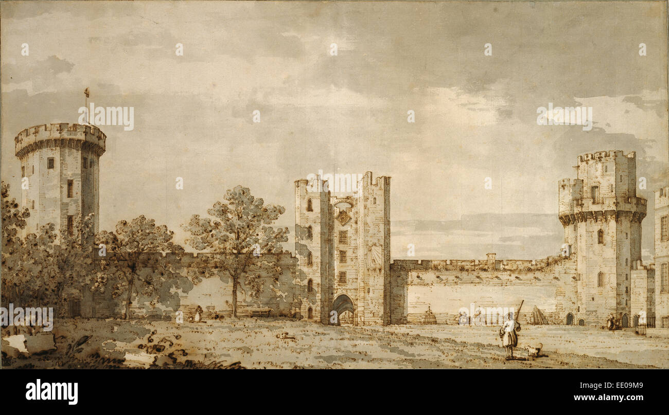 Warwick Castle: The East Front from the Courtyard; Canaletto (Giovanni ...