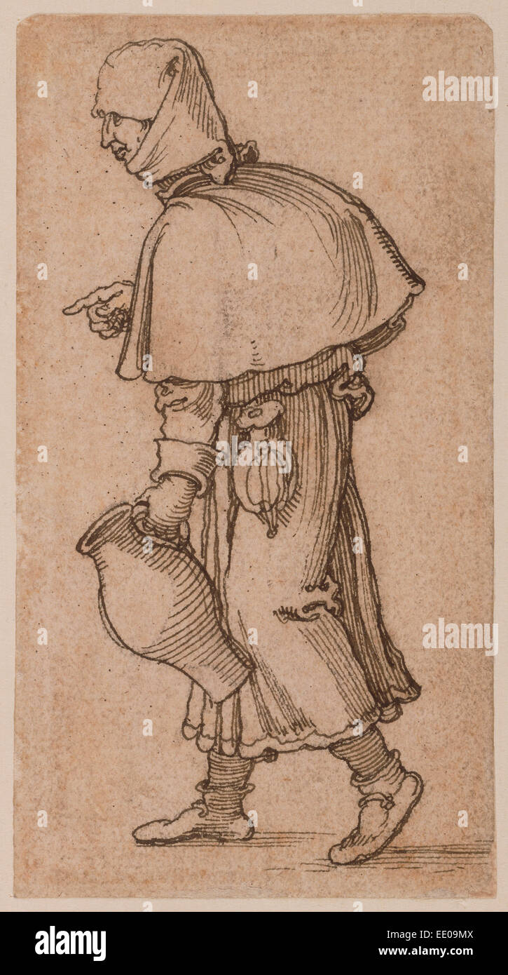 A Peasant Woman Carrying a Jug; Sebald Beham, German, 1500 - 1550 ...