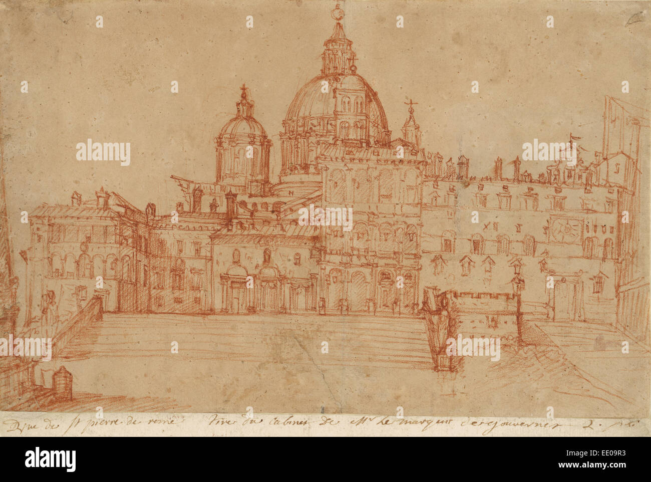 View of Saint Peter's (recto), Study of a Young Man (verso); Federico ...