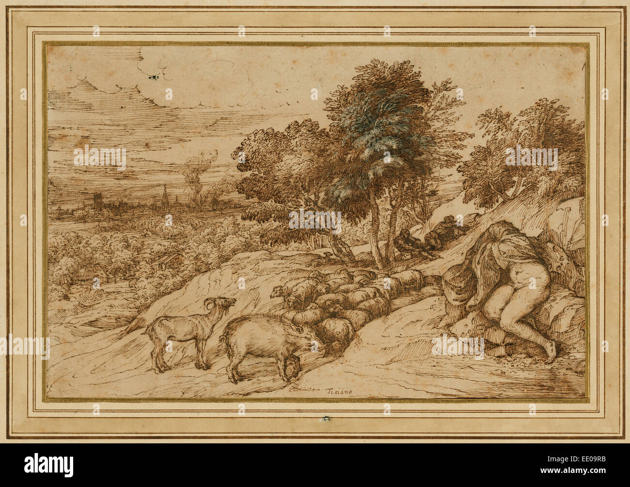 Pastoral Scene; Titian (Tiziano Vecellio), Italian, about 1487 - 1576 ...