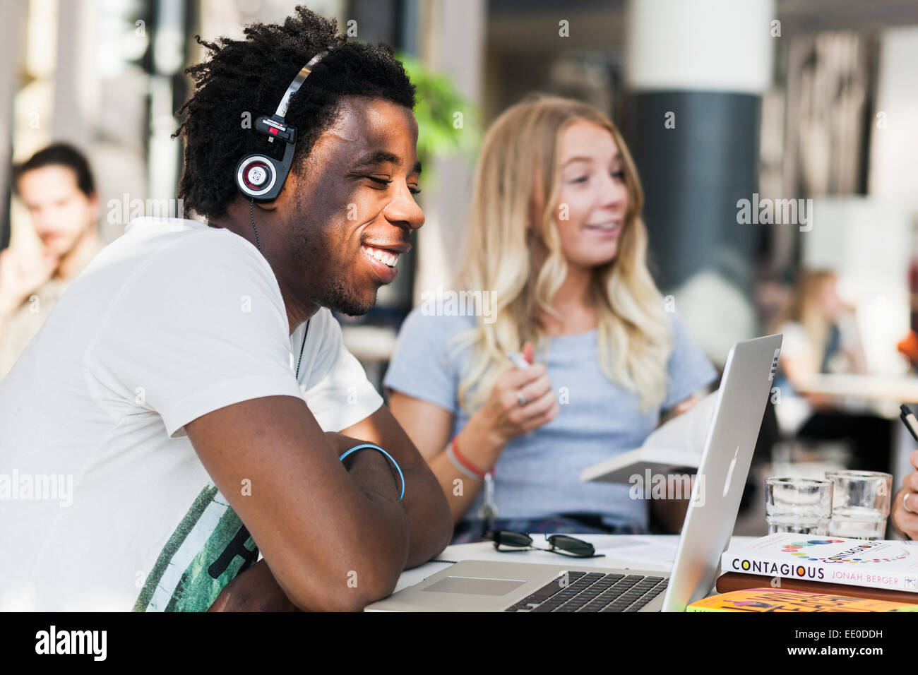 Group Students Headphones Indoors High Resolution Stock Photography and ...