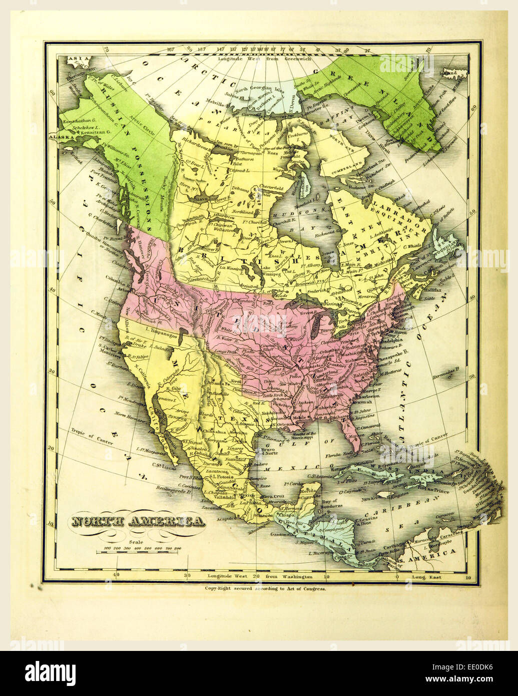 Map of north america 19th century hi-res stock photography and images ...