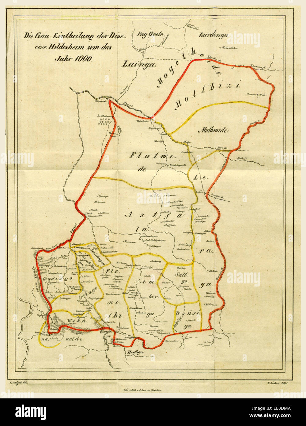 Map Hildesheim around the year 1000 Stock Photo - Alamy