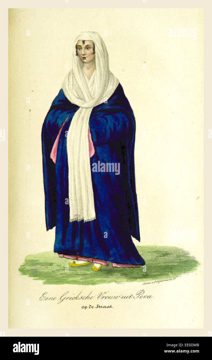 Pera, Greece, 19th century engraving Stock Photo - Alamy