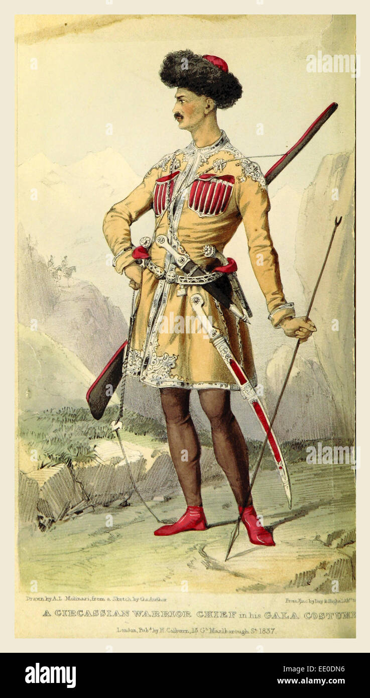 Circassian warrior, Travels in Circassia, Krim Tartary, &c, including a ...