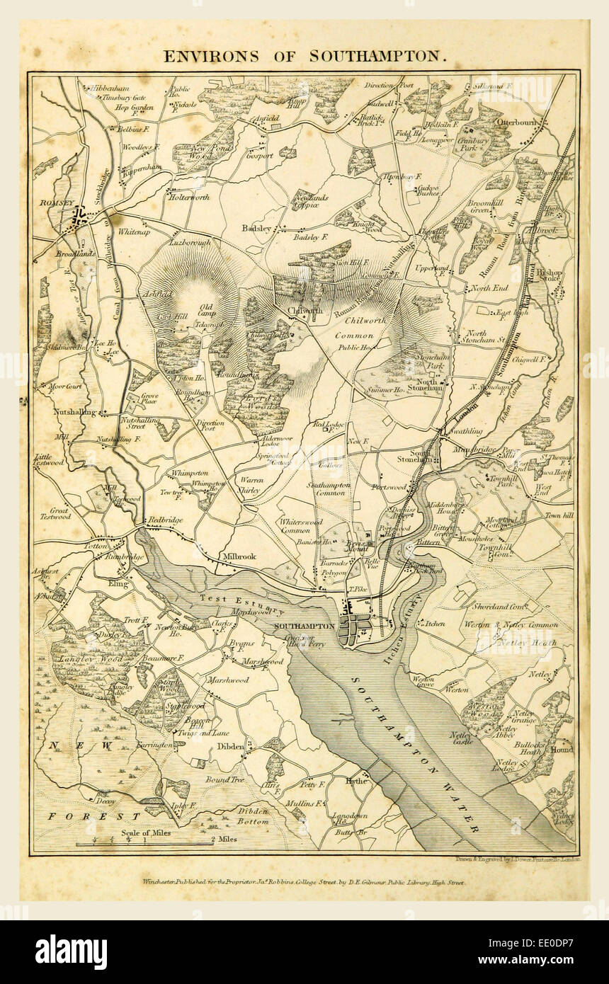 Map of the environs of Southampton, Hampshire, its past and present ...