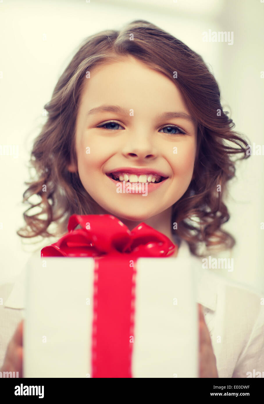 girl with gift box Stock Photo - Alamy