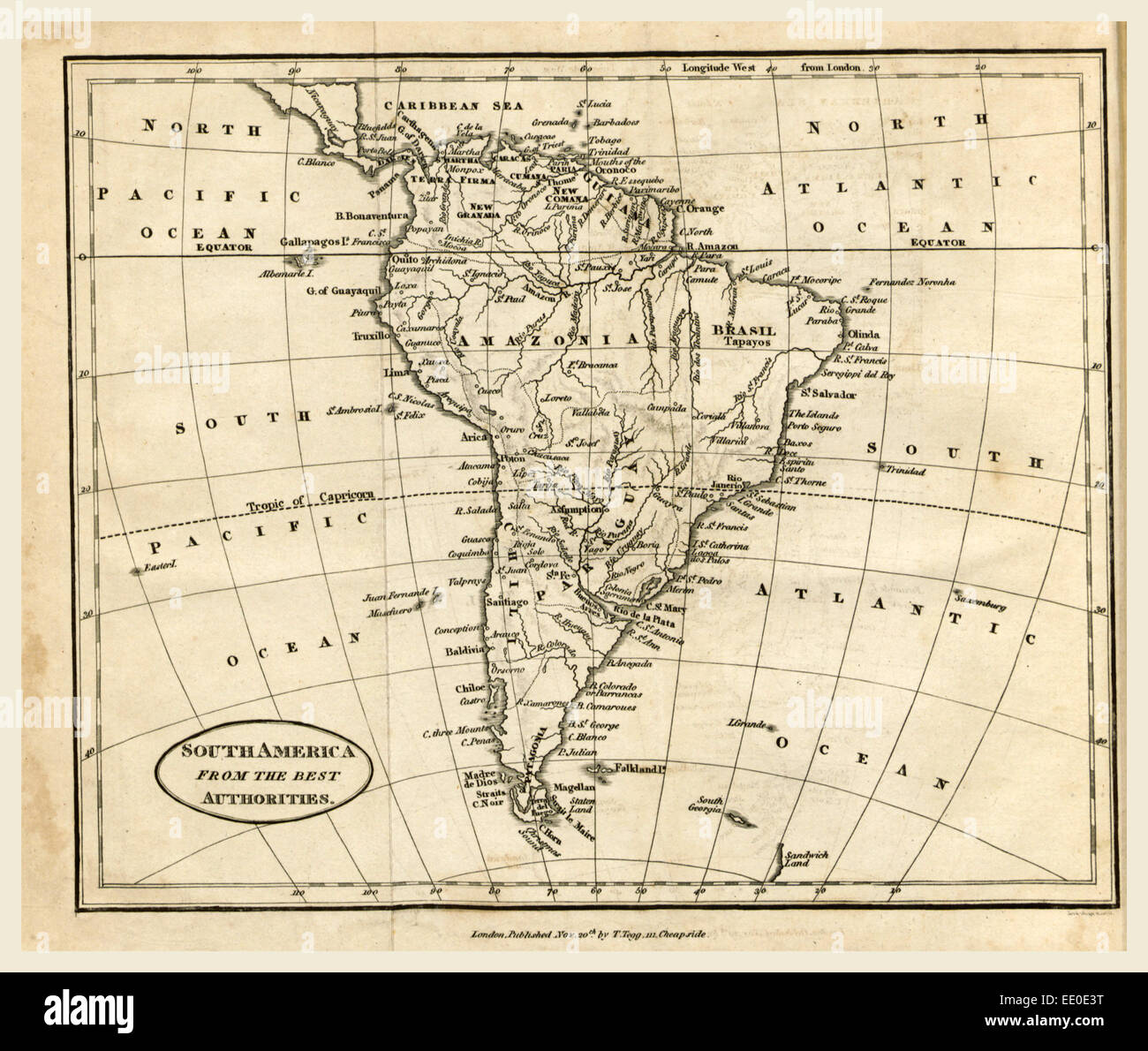 Map of South America Stock Photo - Alamy