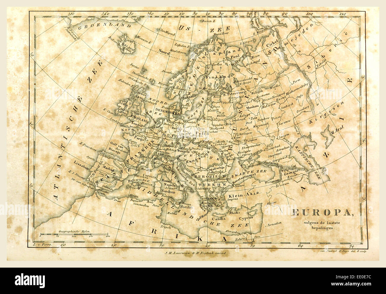 Map Europe, 19th century engraving Stock Photo - Alamy