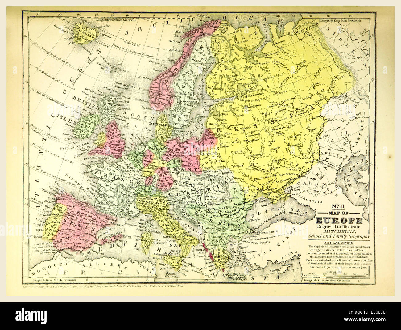 Map of Europe, 19th century engraving Stock Photo - Alamy