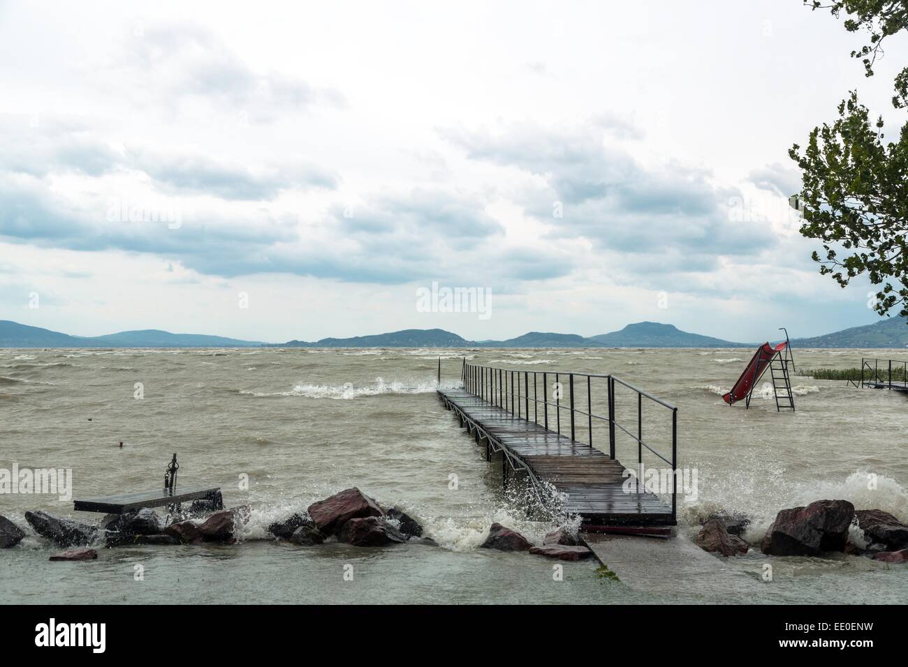 Storm over the lake Balaton Stock Photo - Alamy