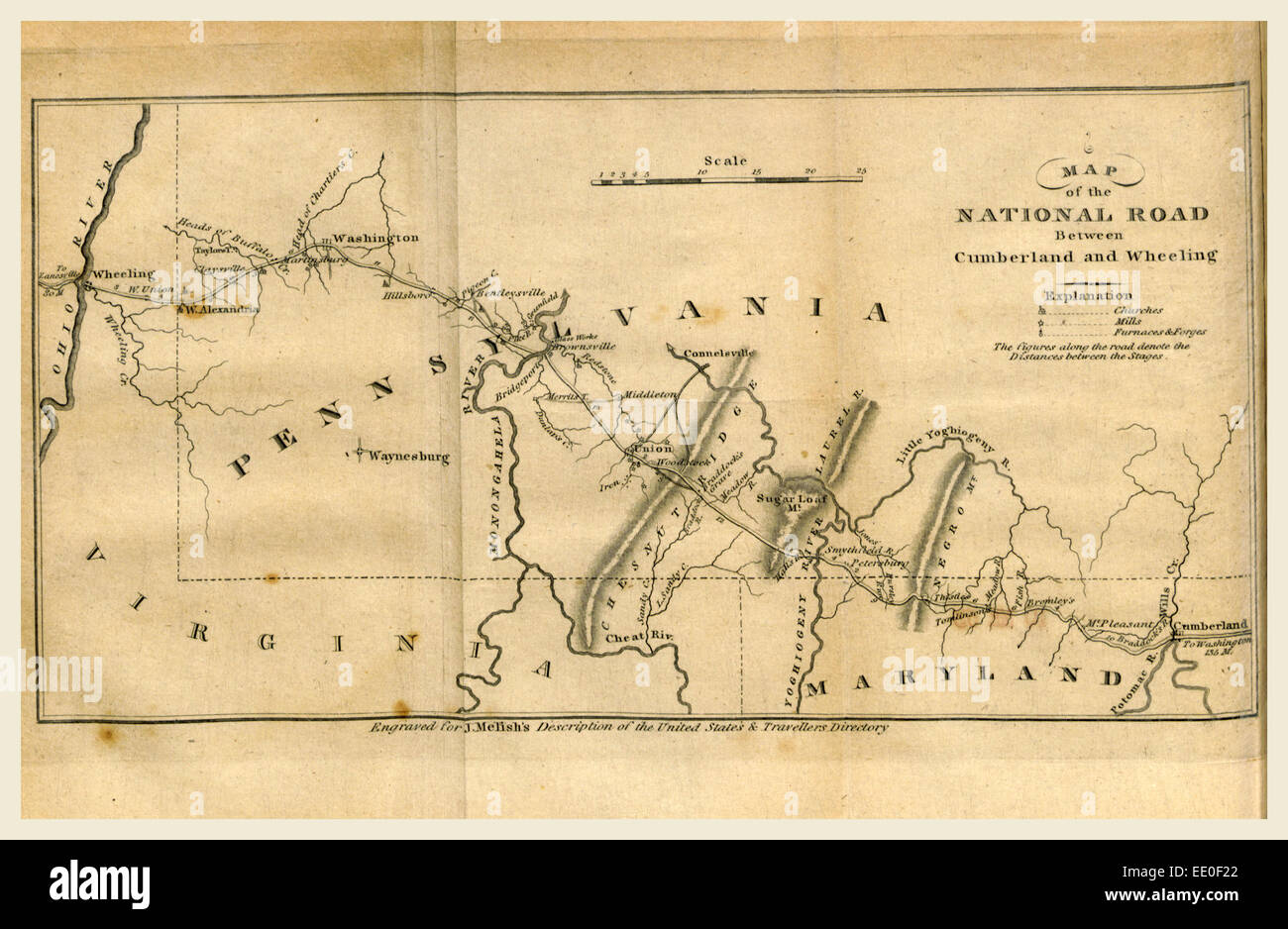 Map of the road between Cumberland and Wheeling, A Geographical ...