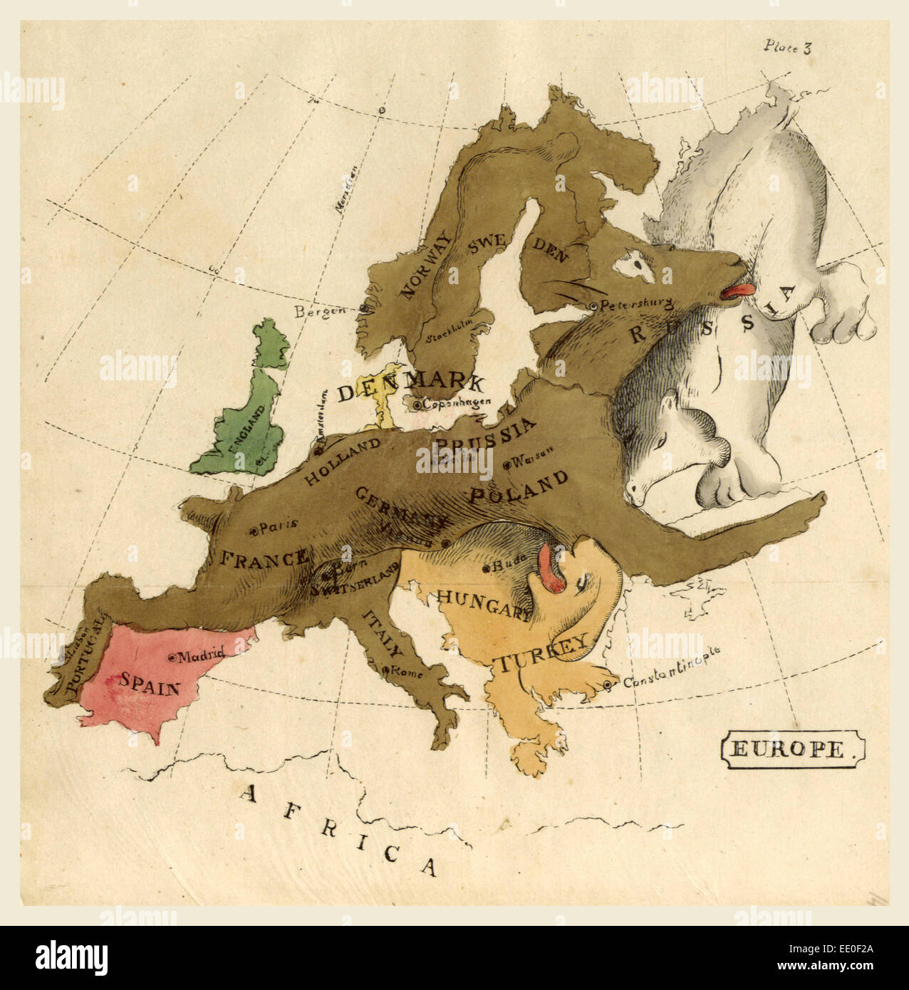map Europe, 19th century engraving Stock Photo - Alamy